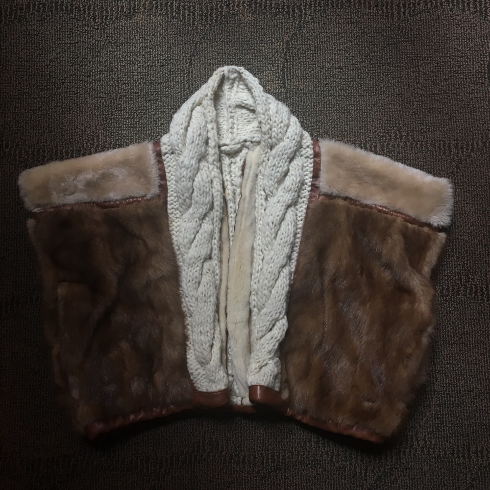 Vintage - Real Fur Sweater Bolero Jacket Vest - Gem